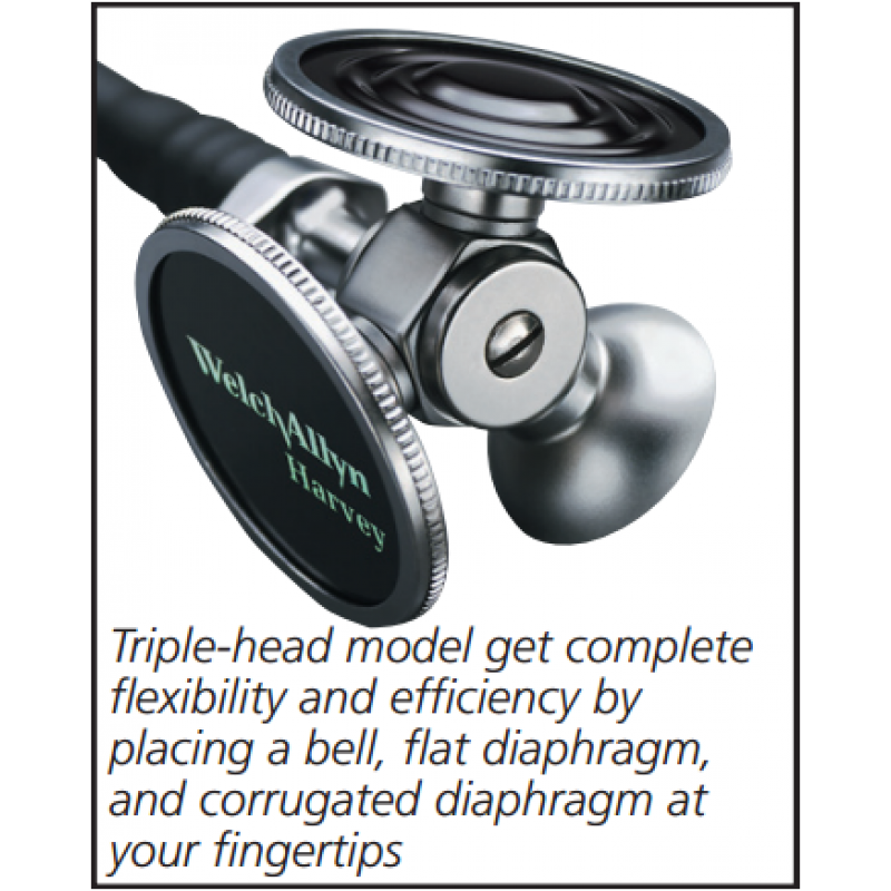 WELCH ALLYN HARVEY DLX TRIPLE HEAD CARDIOLOGY STETHOSCOPE